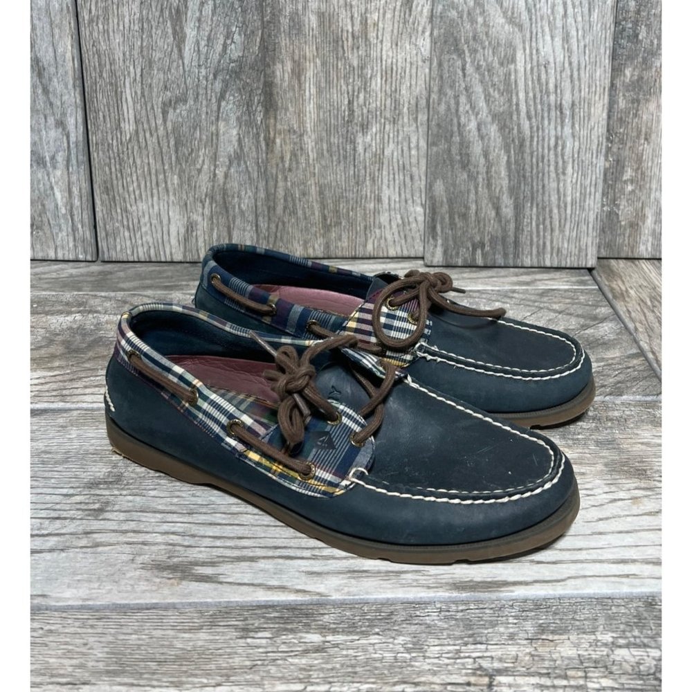 Sperry Topsider Blue Leather Madras Loafers Boat Shoe… - Gem